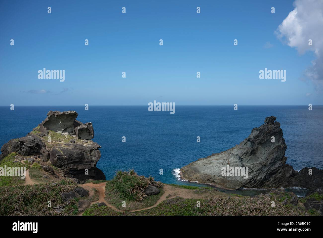 Ocean view and the cliffs and rocks. They are formed naturally and ...