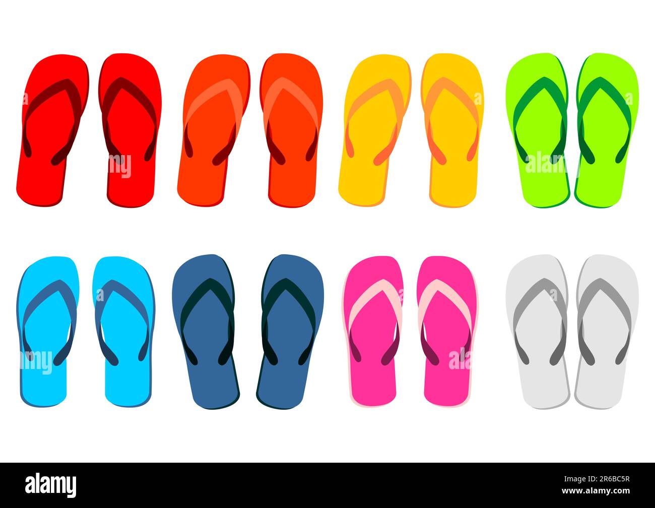 Beach sandals set. Different colorful flip-flops over white background Stock Vector Image & Art ...