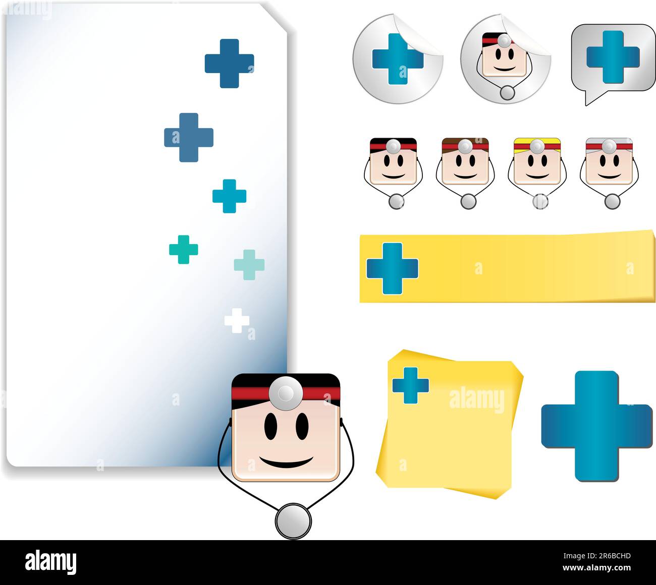 Set of Doctor Day Celebration Day with note, sticker, adhesive, and ...