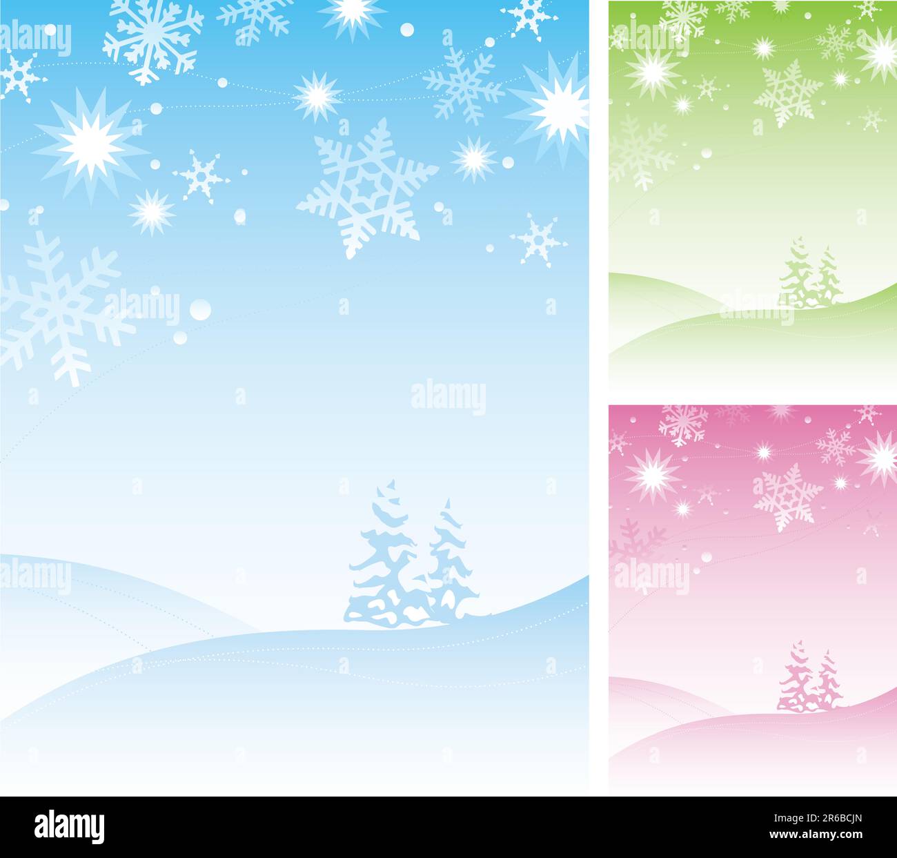 Winter Snowflake Background in 3 Colors. Flexible, easy-edit file Stock ...