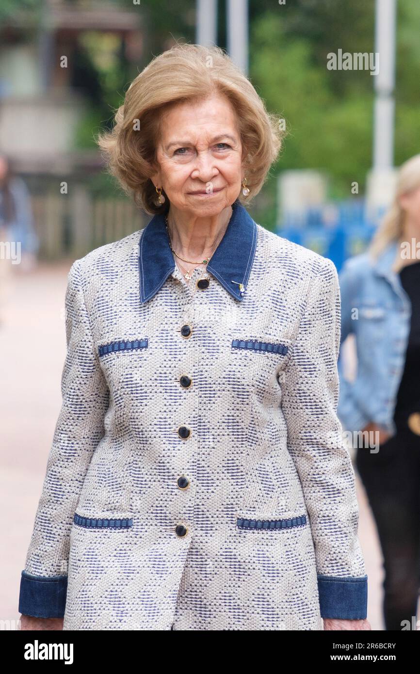 Madrid, Spain. 08th June, 2023. Queen Sofia of Spain during her visit to the Zoo Aquarium in ...