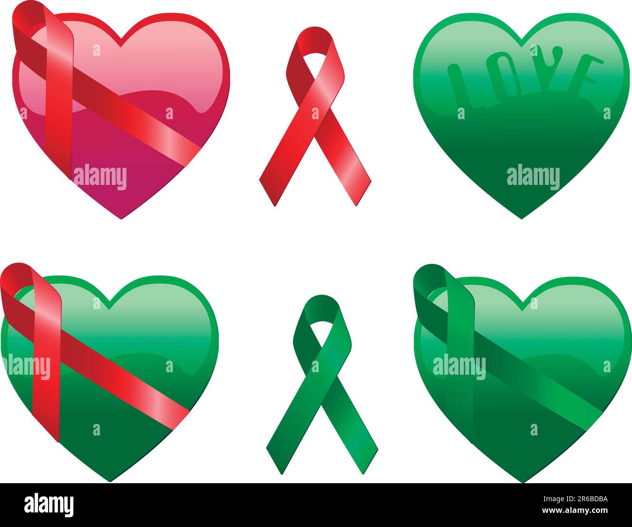 Hearts with Ribbons in red and green Stock Vector Image & Art - Alamy