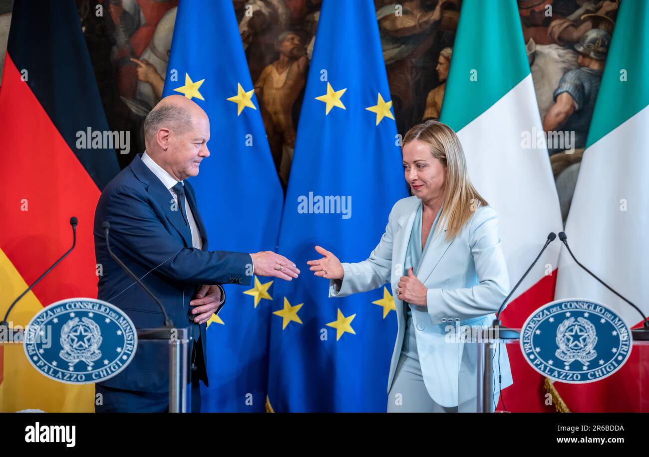 Rom, Italy. 08th June, 2023. German Chancellor Olaf Scholz (SPD ...