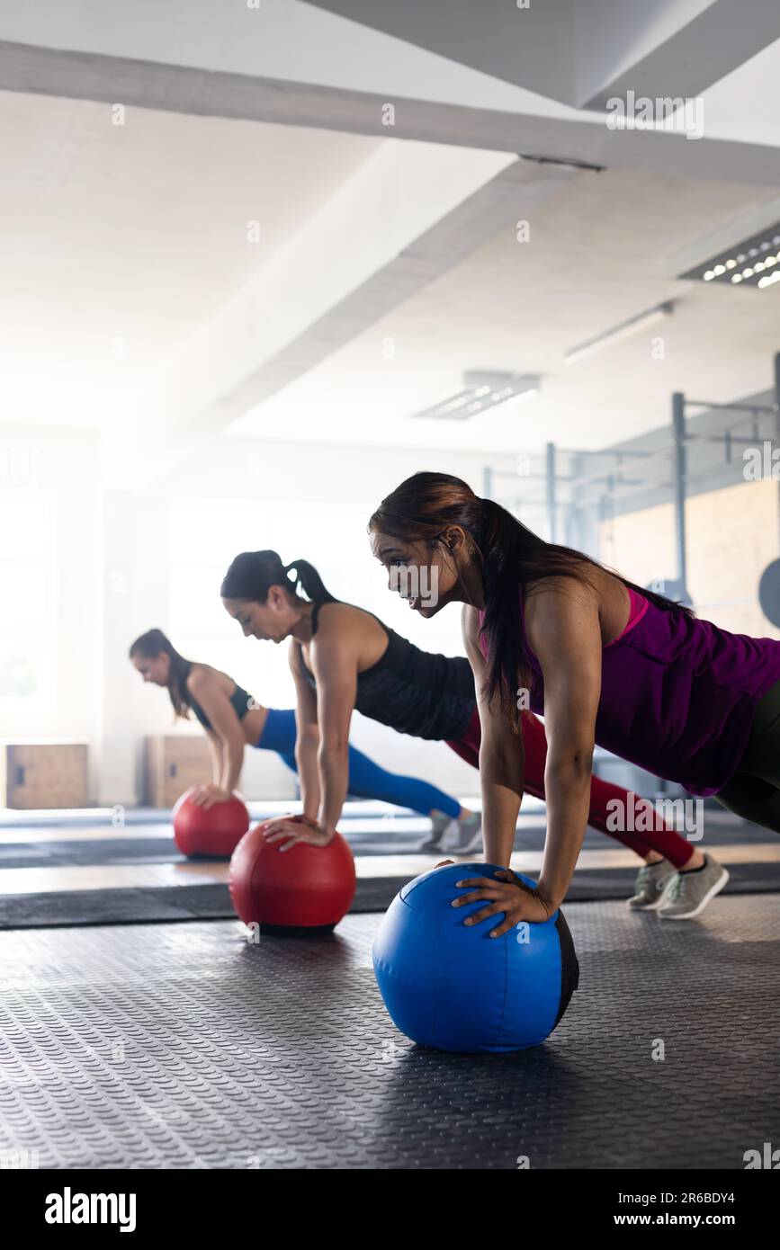Woman exercise ball push ups hi-res stock photography and images - Alamy