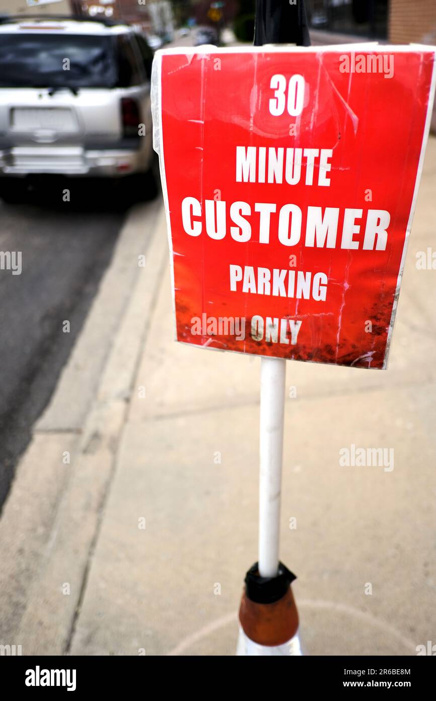 Red Customer Parking Only Sign to control traffic cars for safety Stock ...