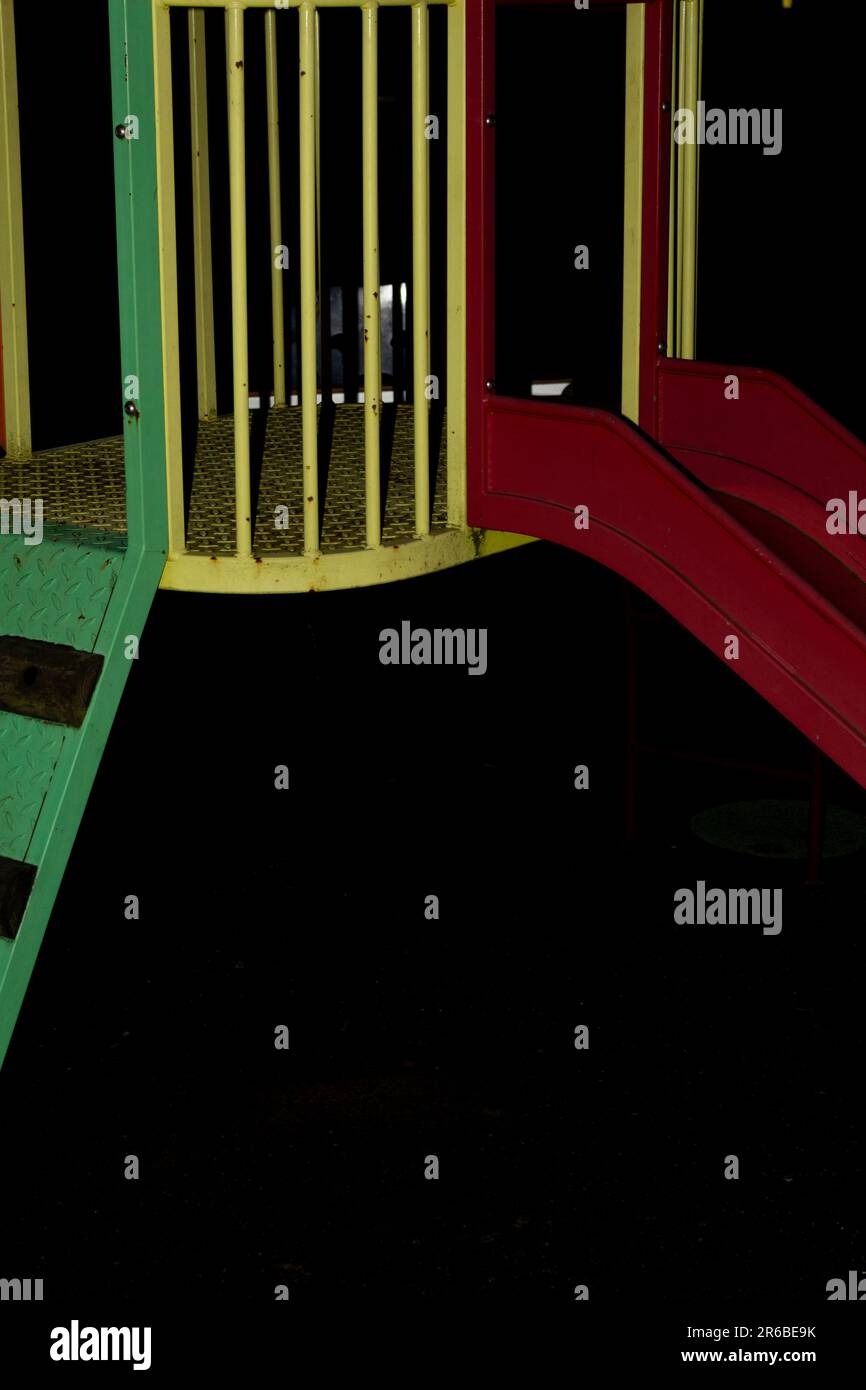 Childrens play park at night. Evokes, momories, childhood, that past ...