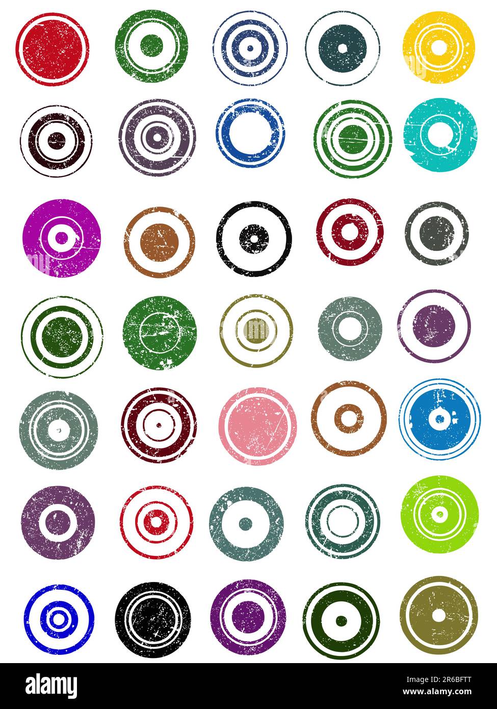 35 Grunge Circle Graphic Elements (Individually grouped, colors can ...