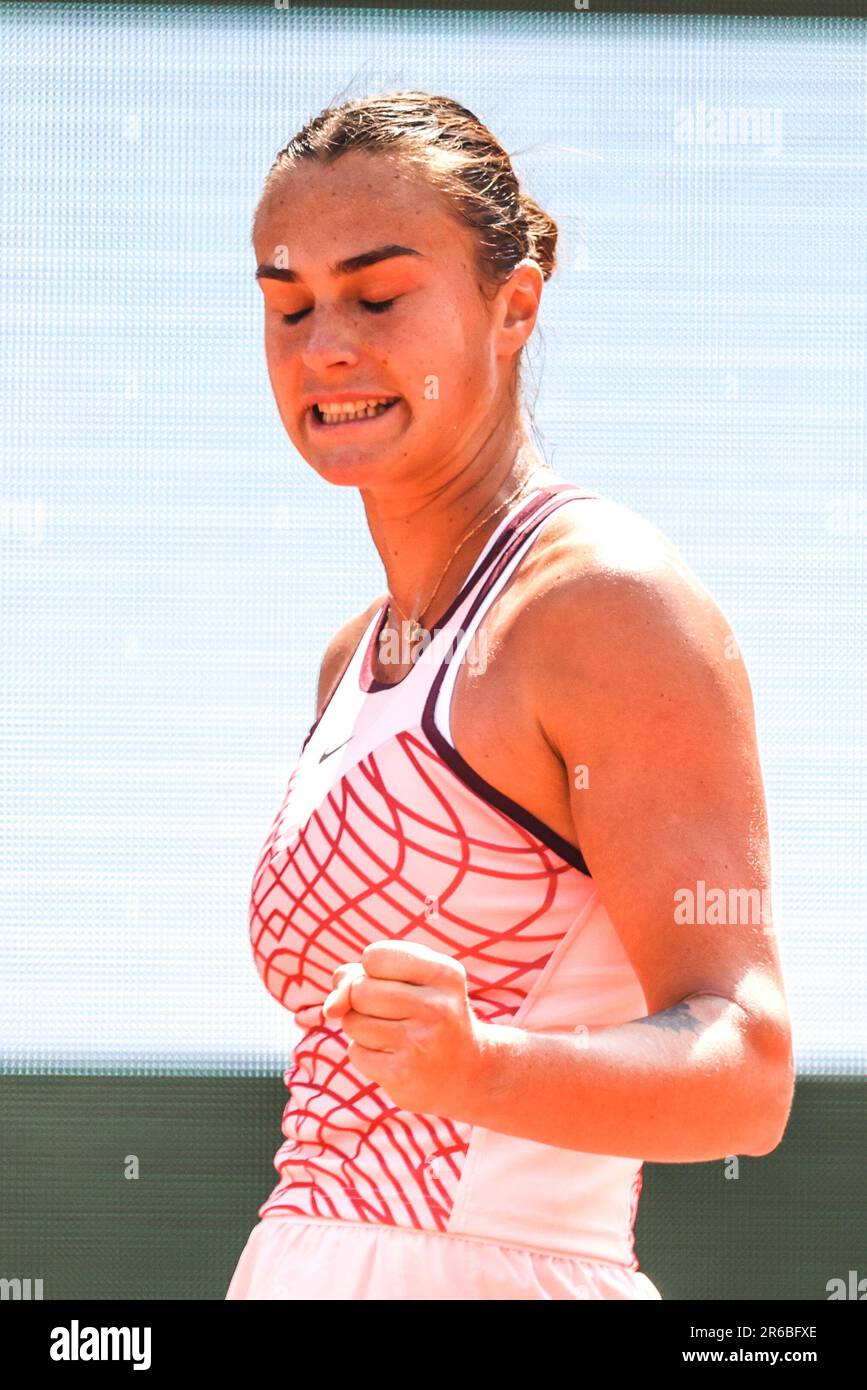 Paris, France. 8th June, 2023. Tennis player Aryna Sabalenka from ...