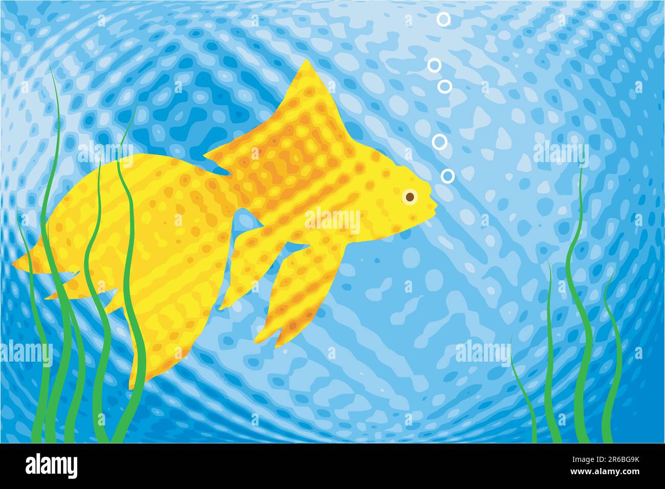 Editable vector illustration of a goldfish which is a separate element ...