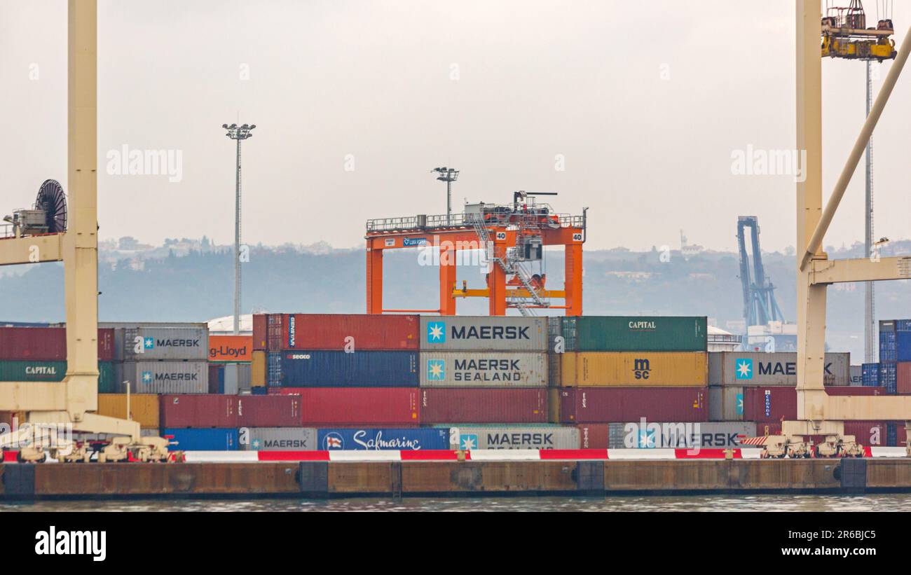 Koper, Slovenia - January 13, 2017: Stacks of Shipping Containers at ...