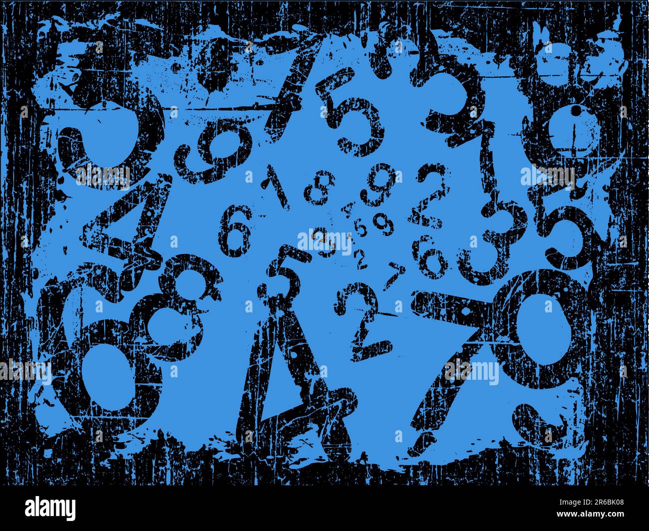 Blue Heavy Grunge Illustration with Acid Etched Numbers (Layered Vector ...