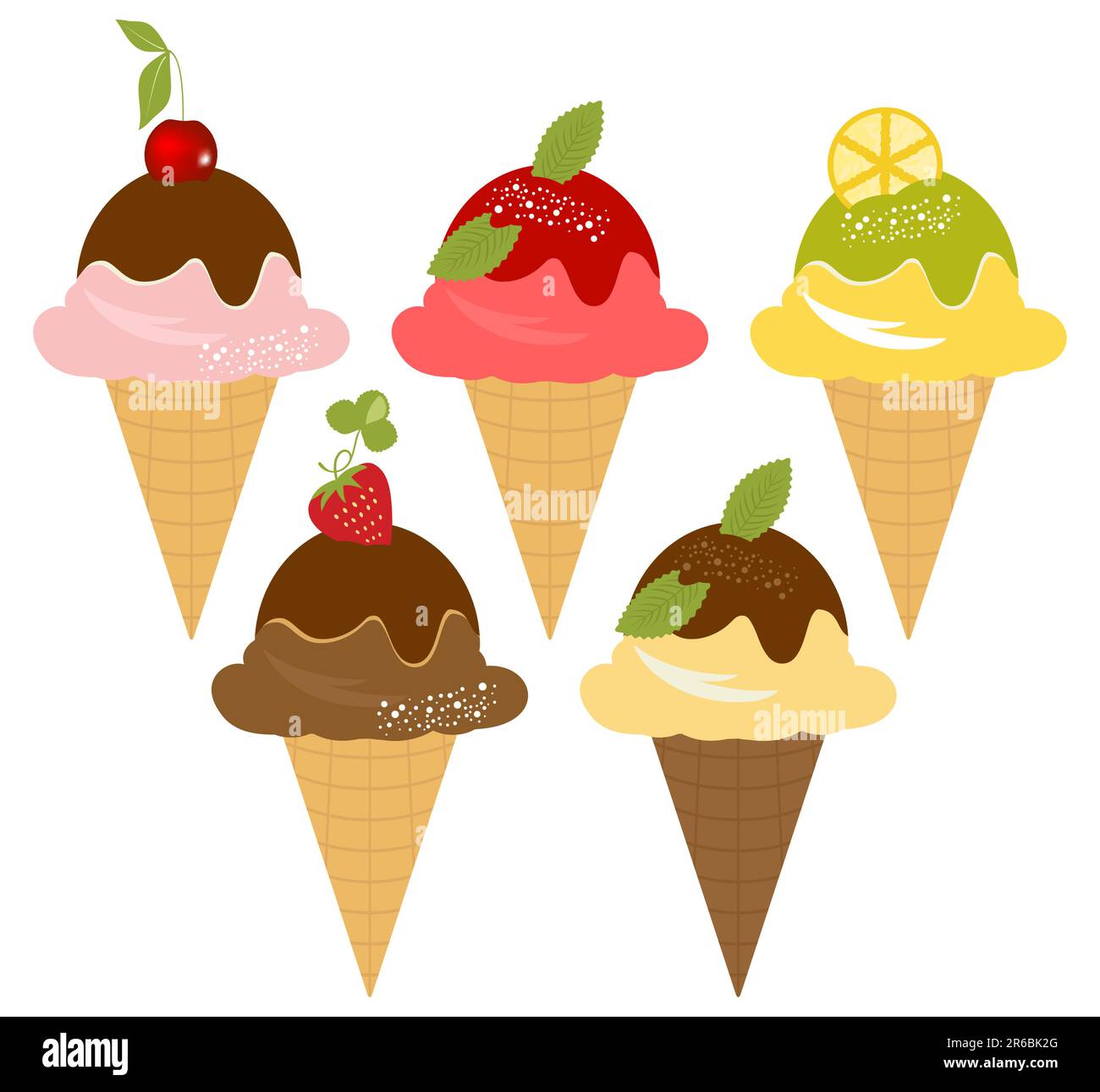 Vector Ice-Cream with Various Flavours Stylish Set Stock Vector Image ...