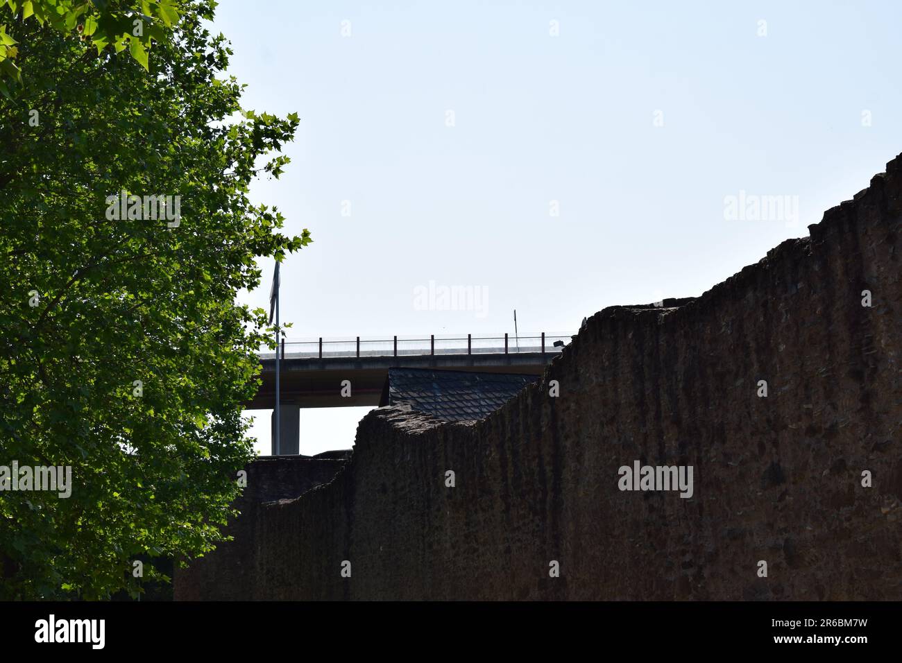Road bridge above medieval city walls Stock Photo - Alamy