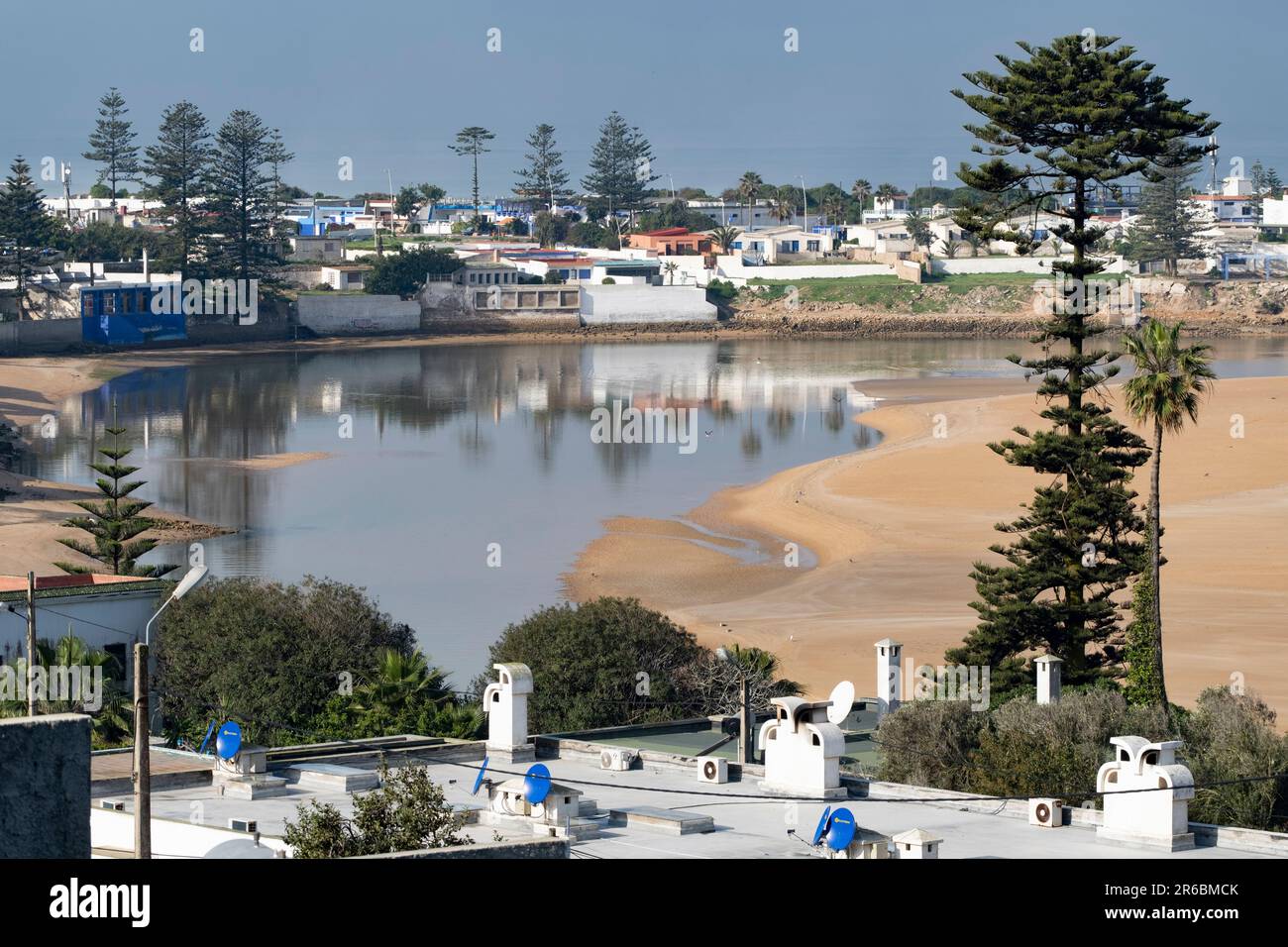 The town of Oualidia at the end of the Sidi Moussa–Oualidia lagoon on ...