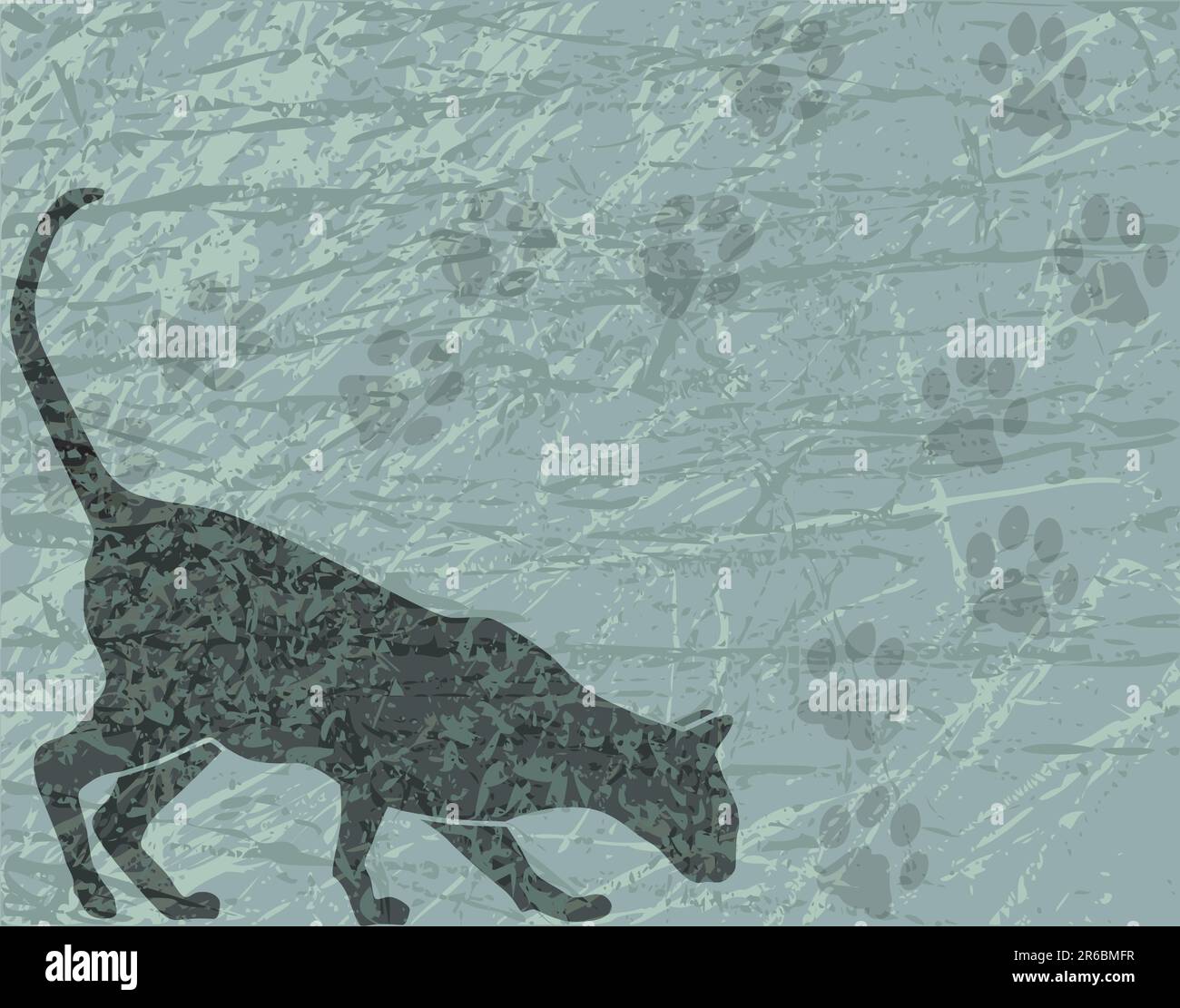 Editable vector illustration of a cat with grunge Stock Vector Image ...