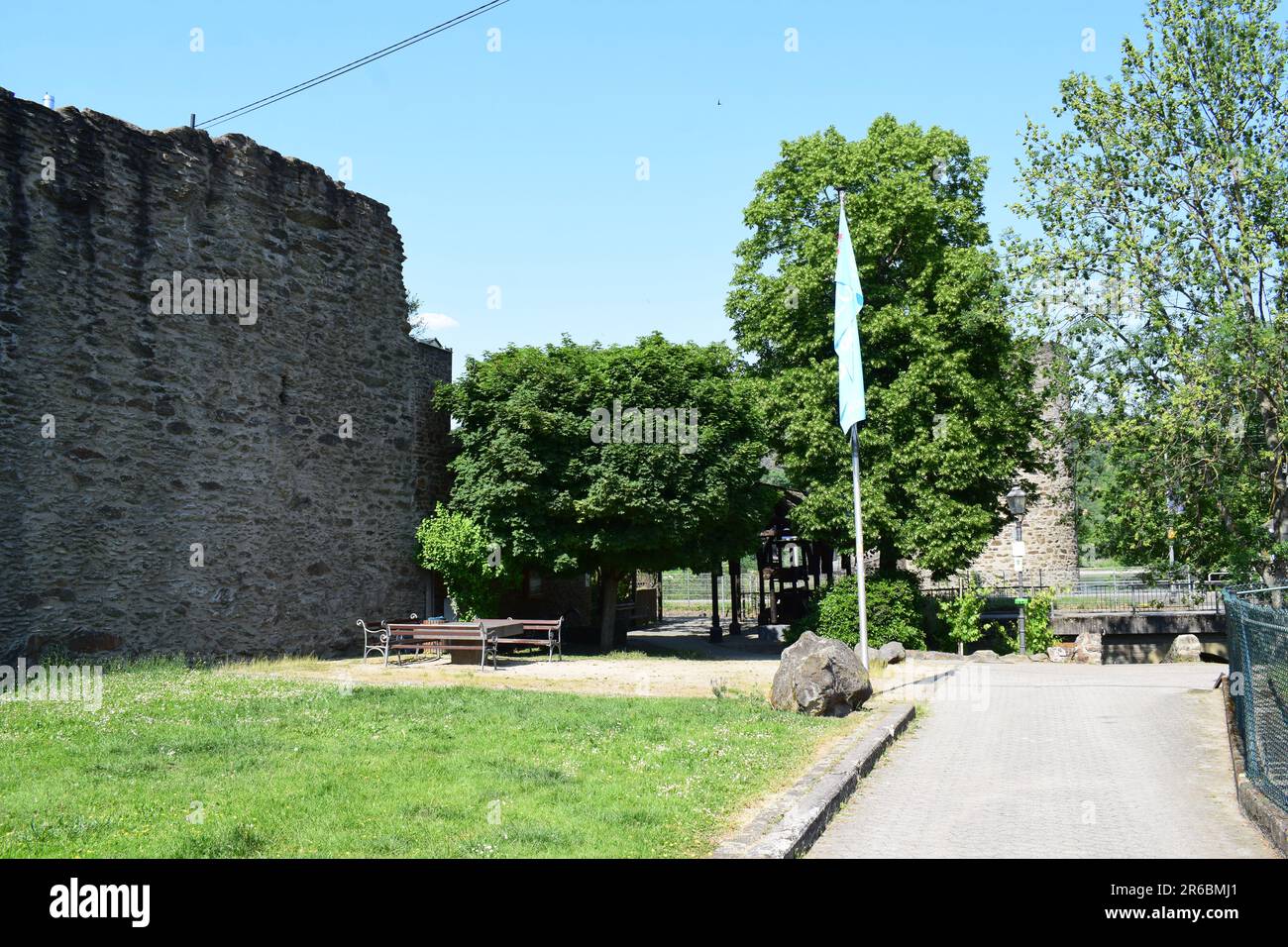 City Walls with a Flag for Buga 2029 Stock Photo - Alamy