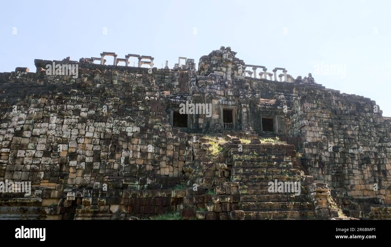 Destroyed Khmer stone structure of the Middle Ages in Cambodia, an ...
