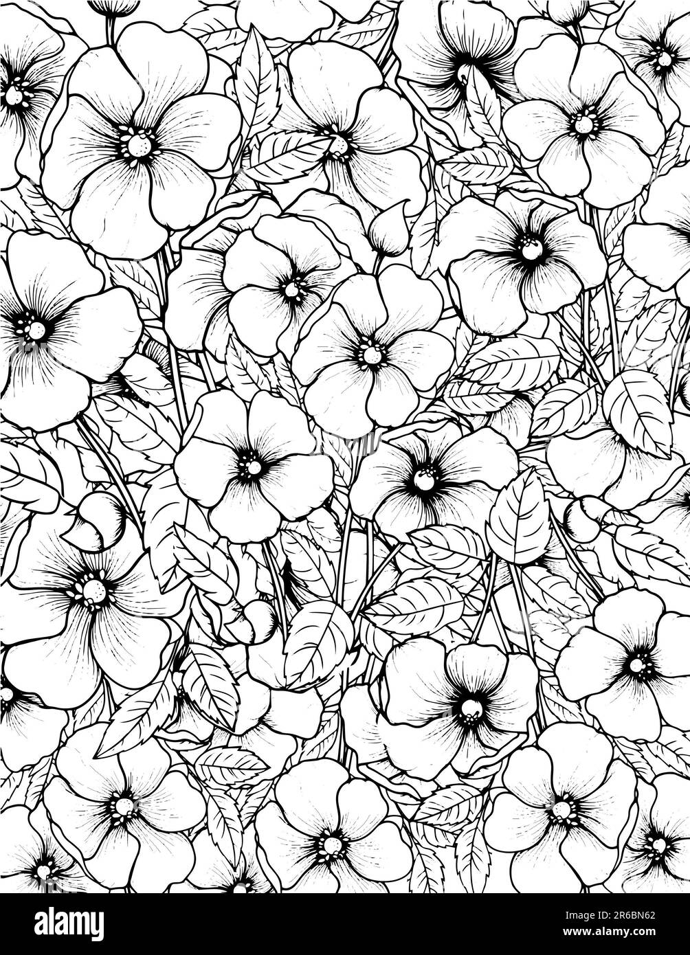 Flowers coloring spring and summer doodle ornament. Doodle coloring art ...