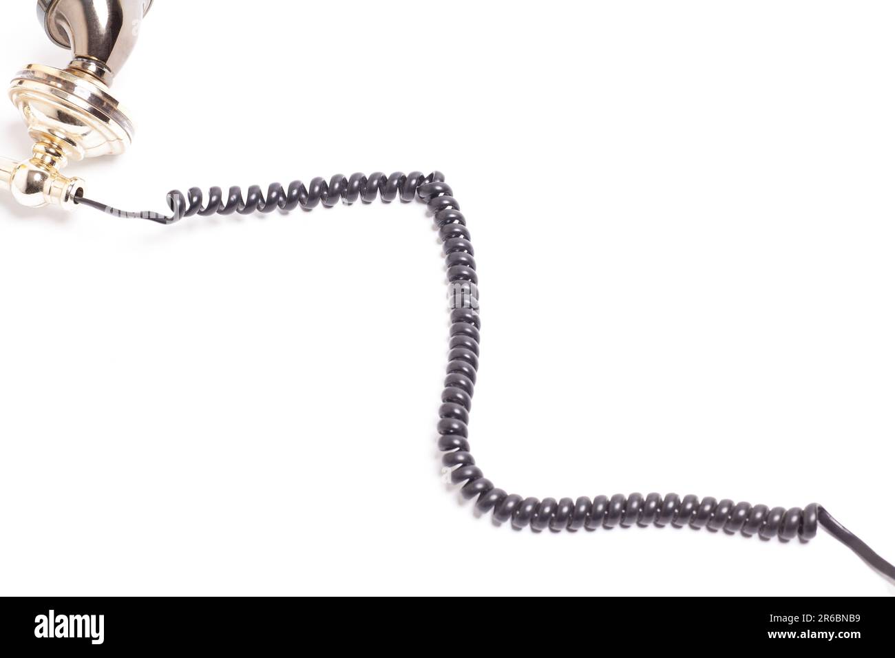 Black spiral telephone cord isolated on white background Stock Photo ...