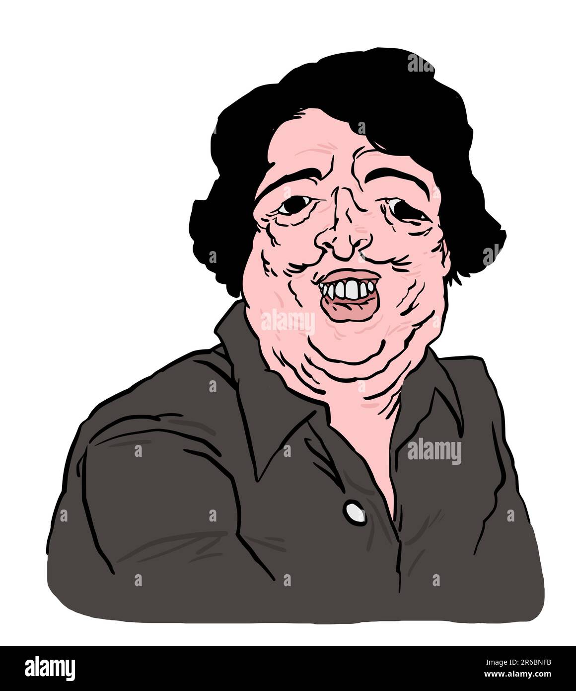 Caricature of François Juno, French singer of the 80's, Hand drawn ...