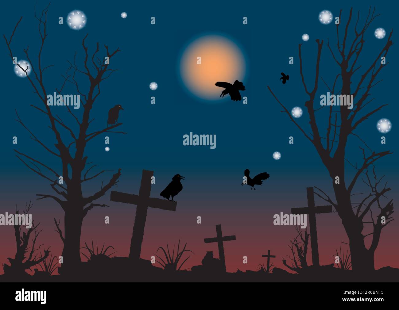 Halloween night scene. A vector illustration Stock Vector Image & Art ...
