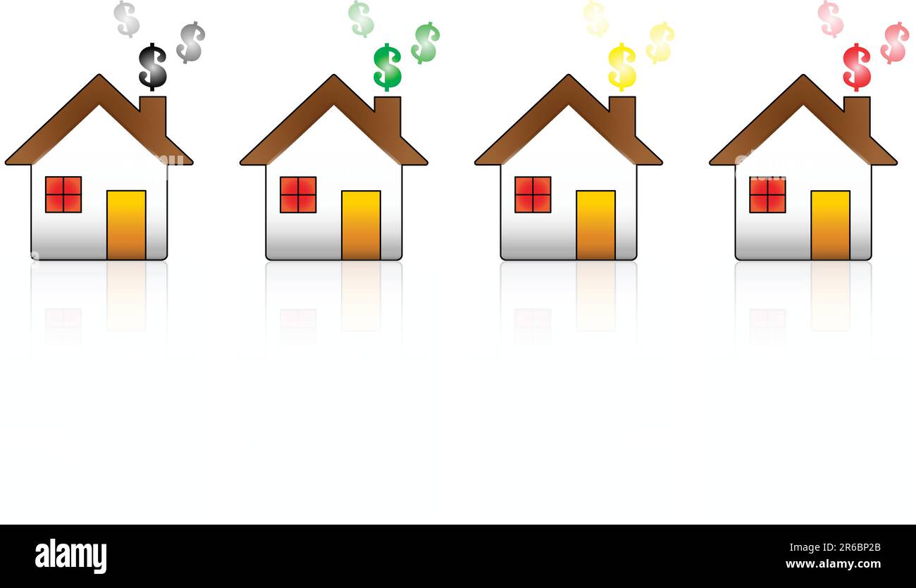 Houses showing the dollar symbol representing the financial crisis ...