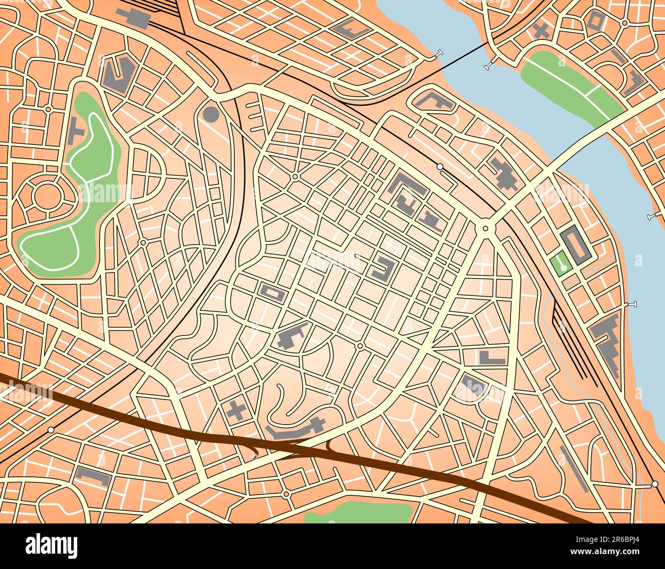 Editable vector map of a generic city with no names Stock Vector Image ...