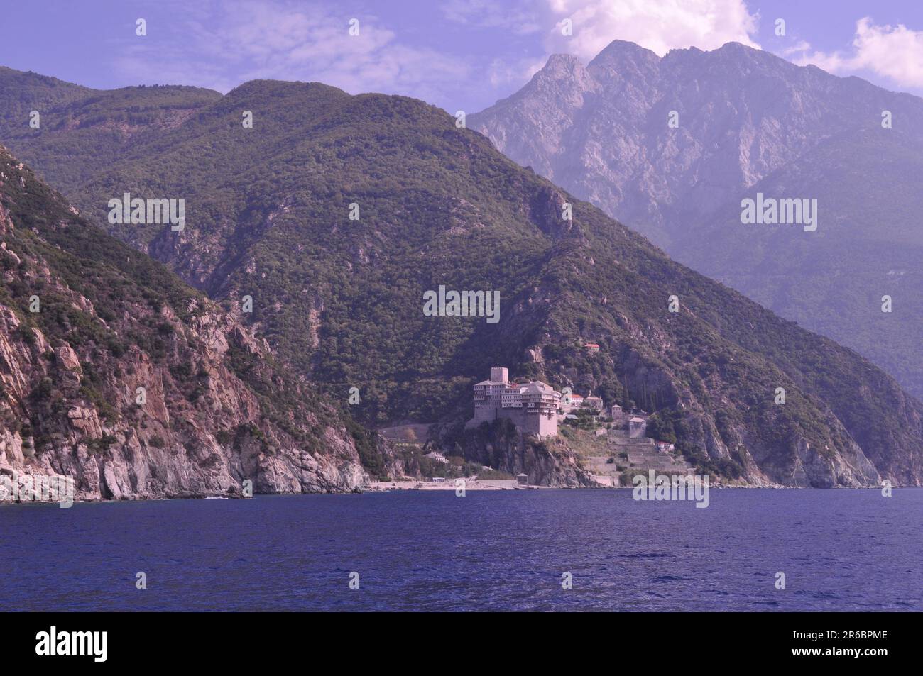 The Monastery of Dionysiou is a monastery built on Mount Athos Stock ...