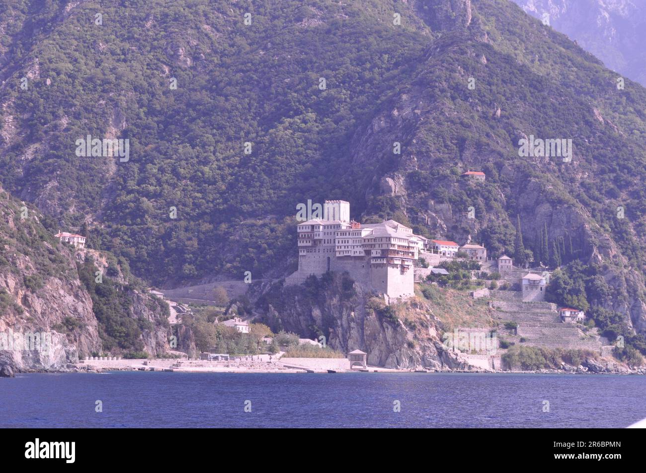 The Monastery of Dionysiou is a monastery built on Mount Athos Stock ...