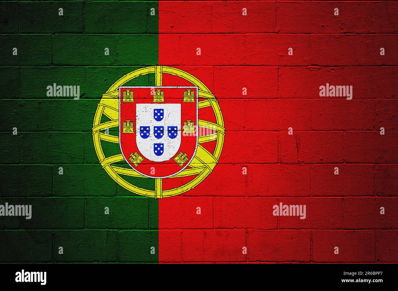 Flag of Portugal painted on a cinder block wall Stock Photo - Alamy