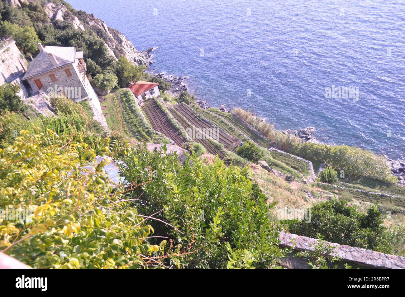 The Monastery of Dionysiou is a monastery built on Mount Athos Stock ...