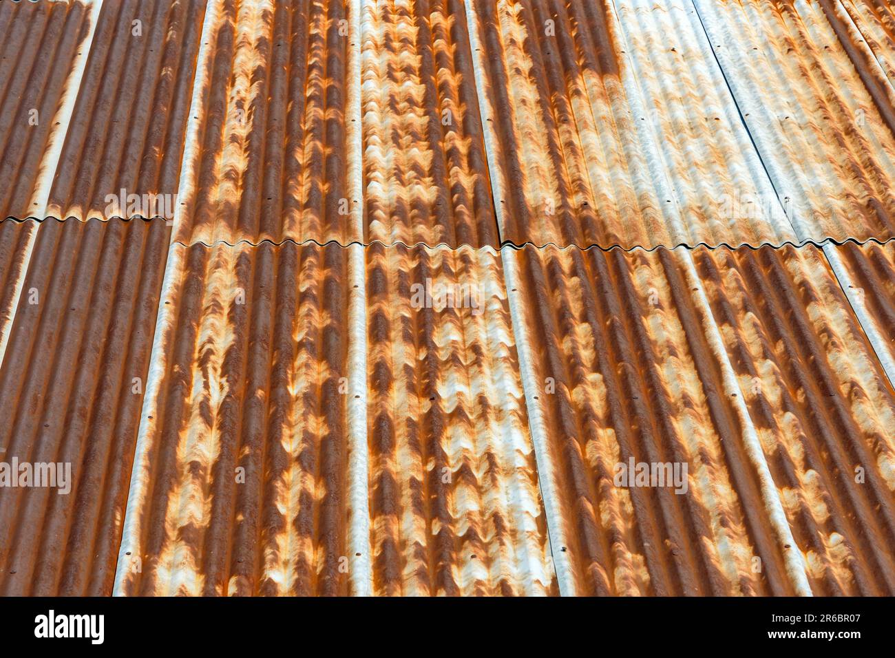 Artistic of old and rusty zinc sheet roof. Vintage style metal sheet ...