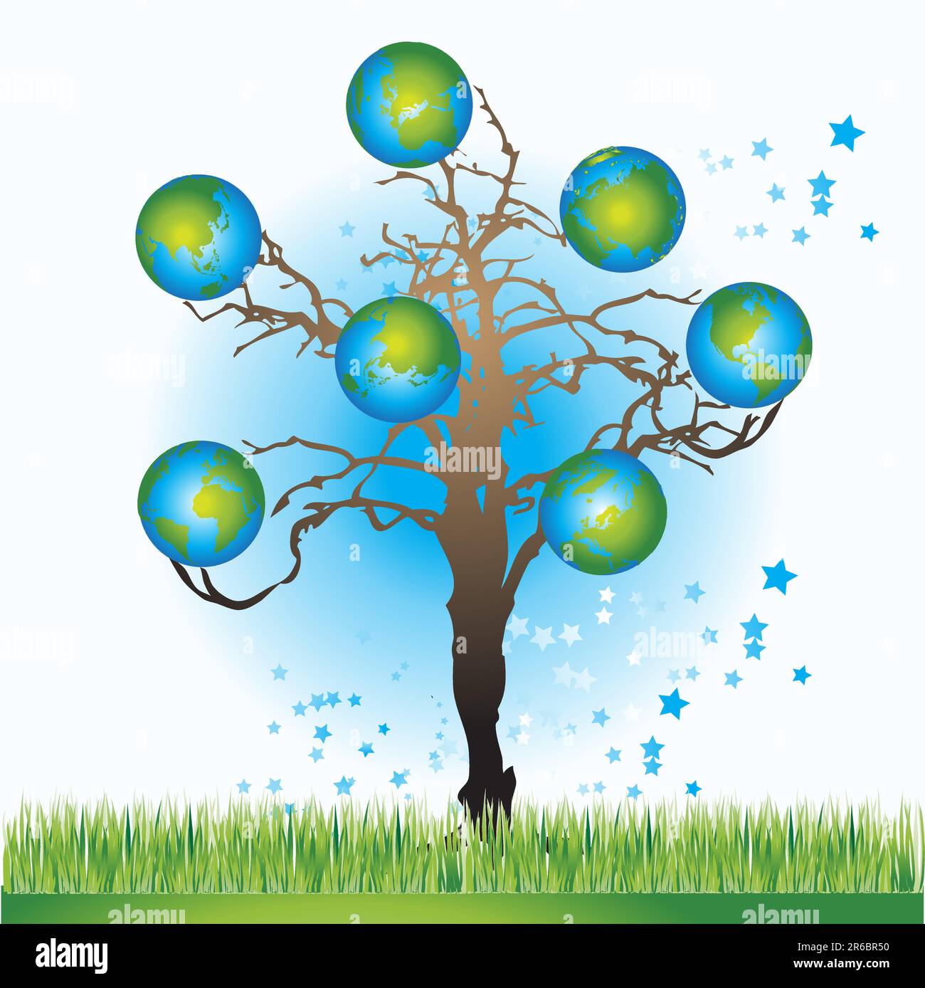 Tree with globes, spring, vector illustration Stock Vector Image & Art ...