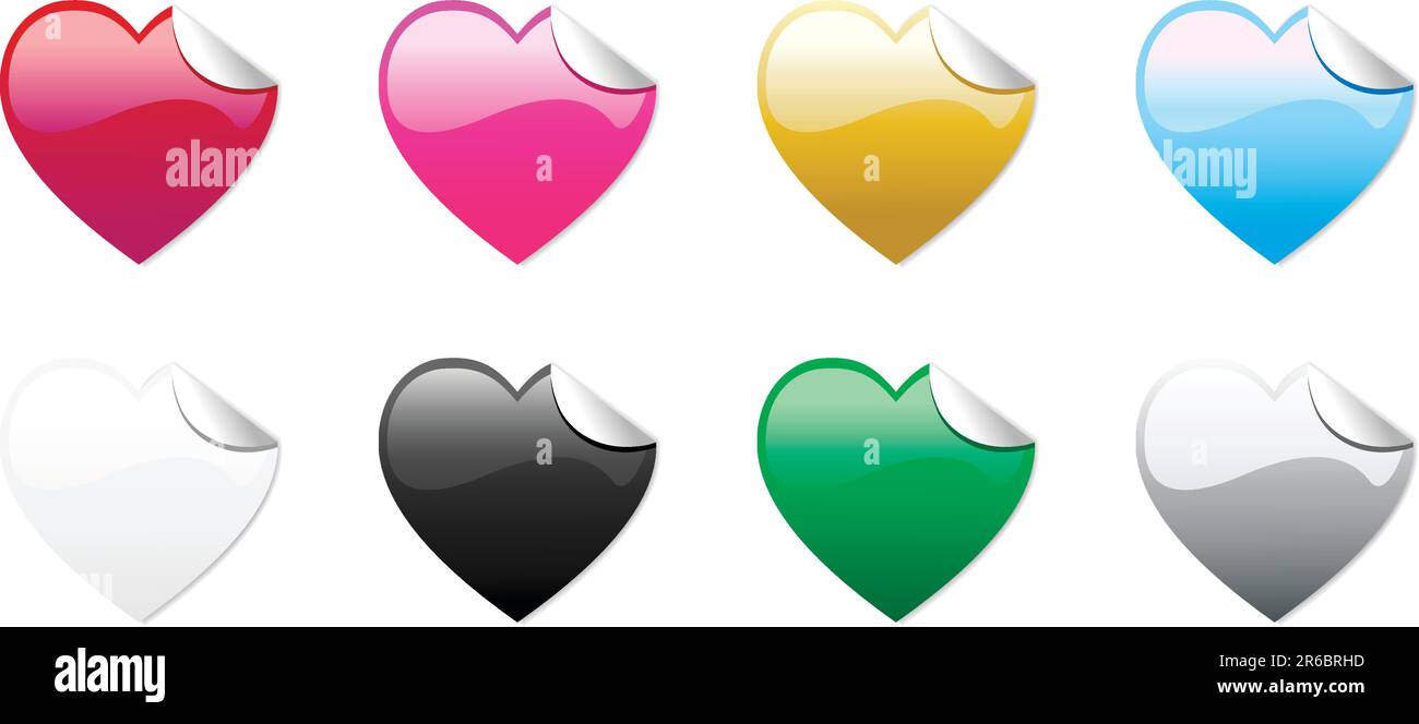 Set of 8 colored hearts stickers hi-res stock photography and images ...