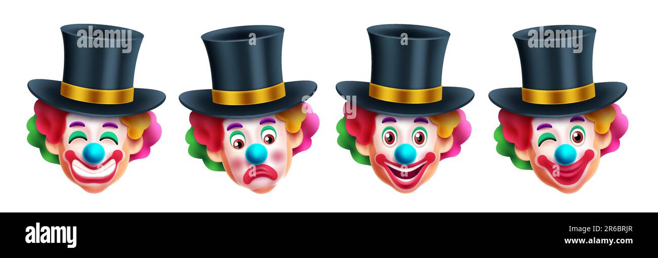 Clown magician character vector set design. Birthday magician and clown ...