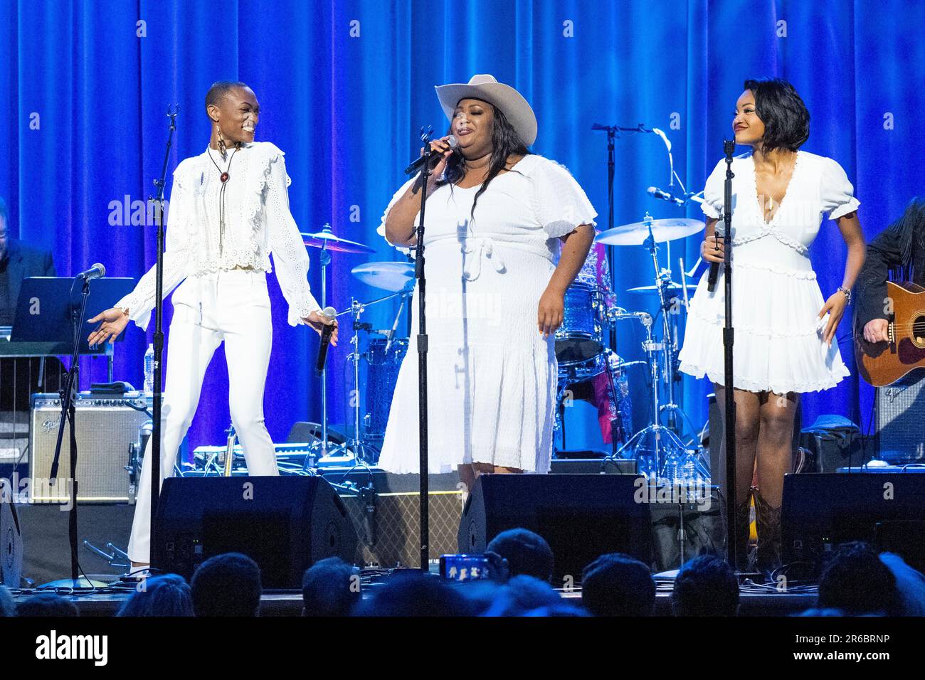 Trea Swindle, left, Danica Hart, and Devynn Hart of Chapel Hart perform ...