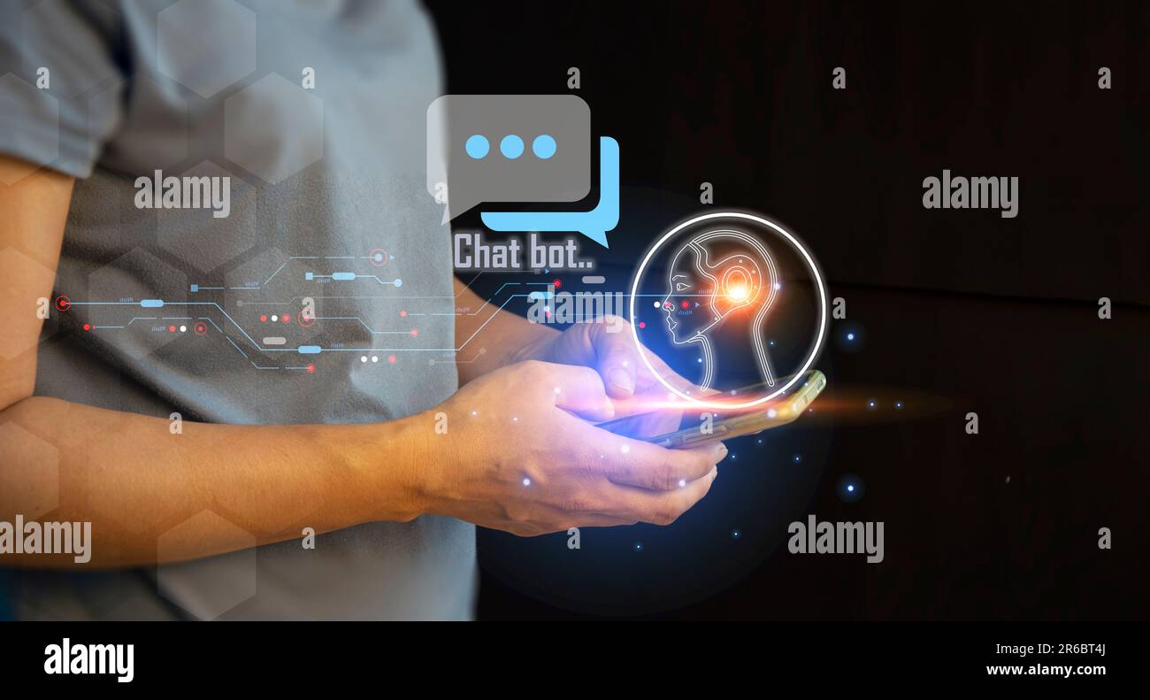 Businessman using robot ai in smartphone intelligence Ai.Chat bot with ...