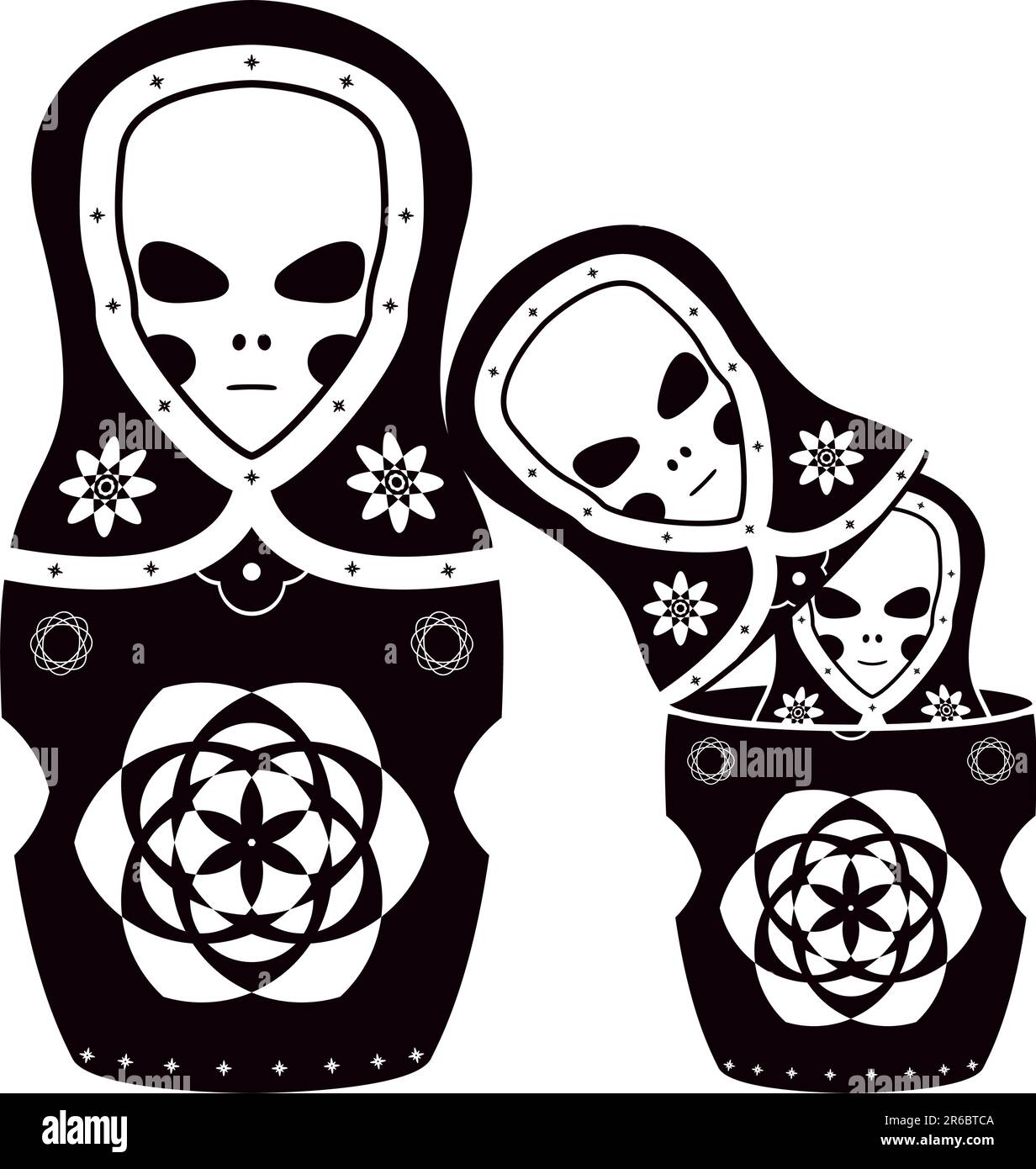 Vector art of the russian dolls. Three aliens as matryoshka Stock ...