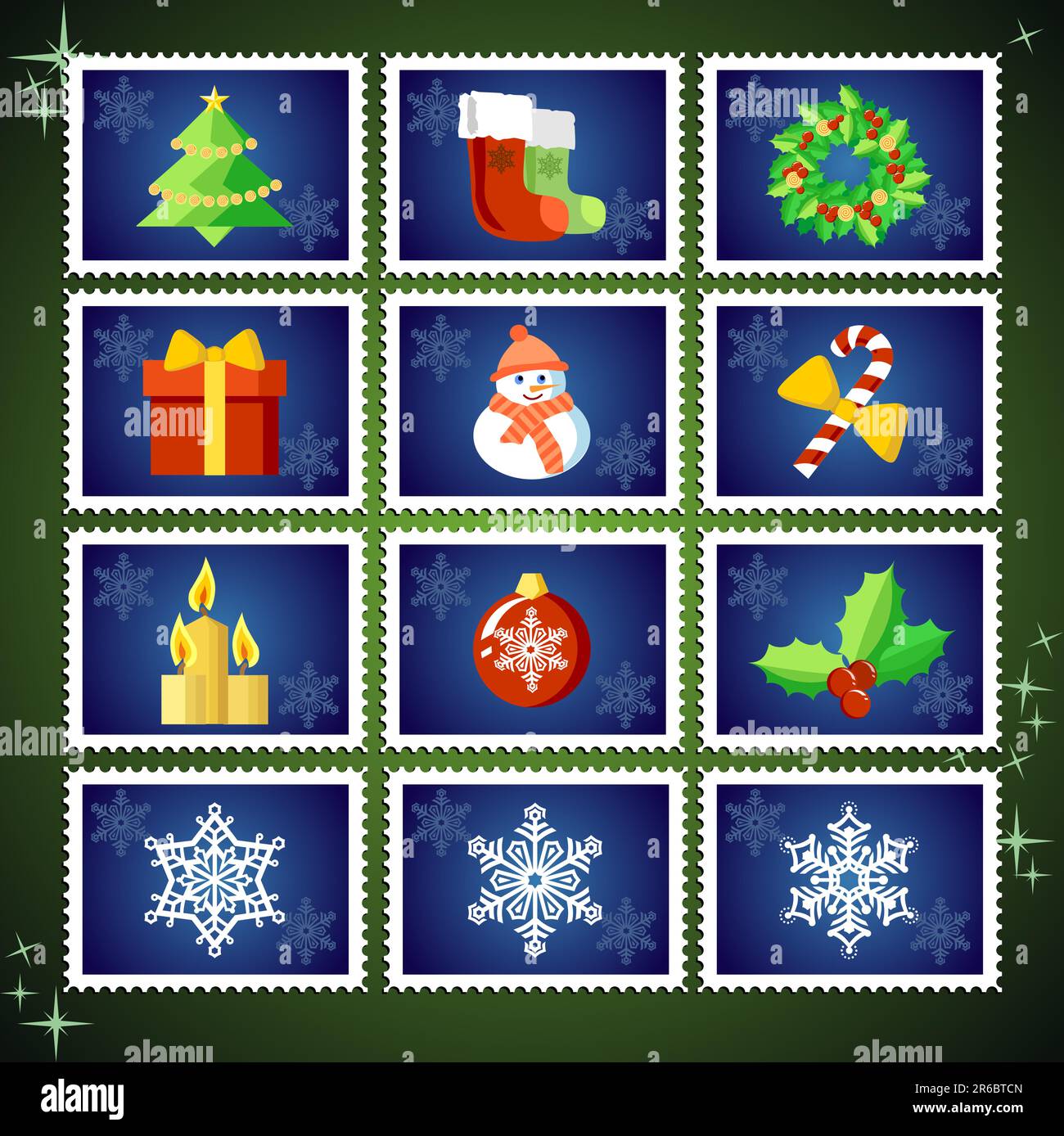 Vector Christmas Stamp Collection / blue set Stock Vector Image & Art ...