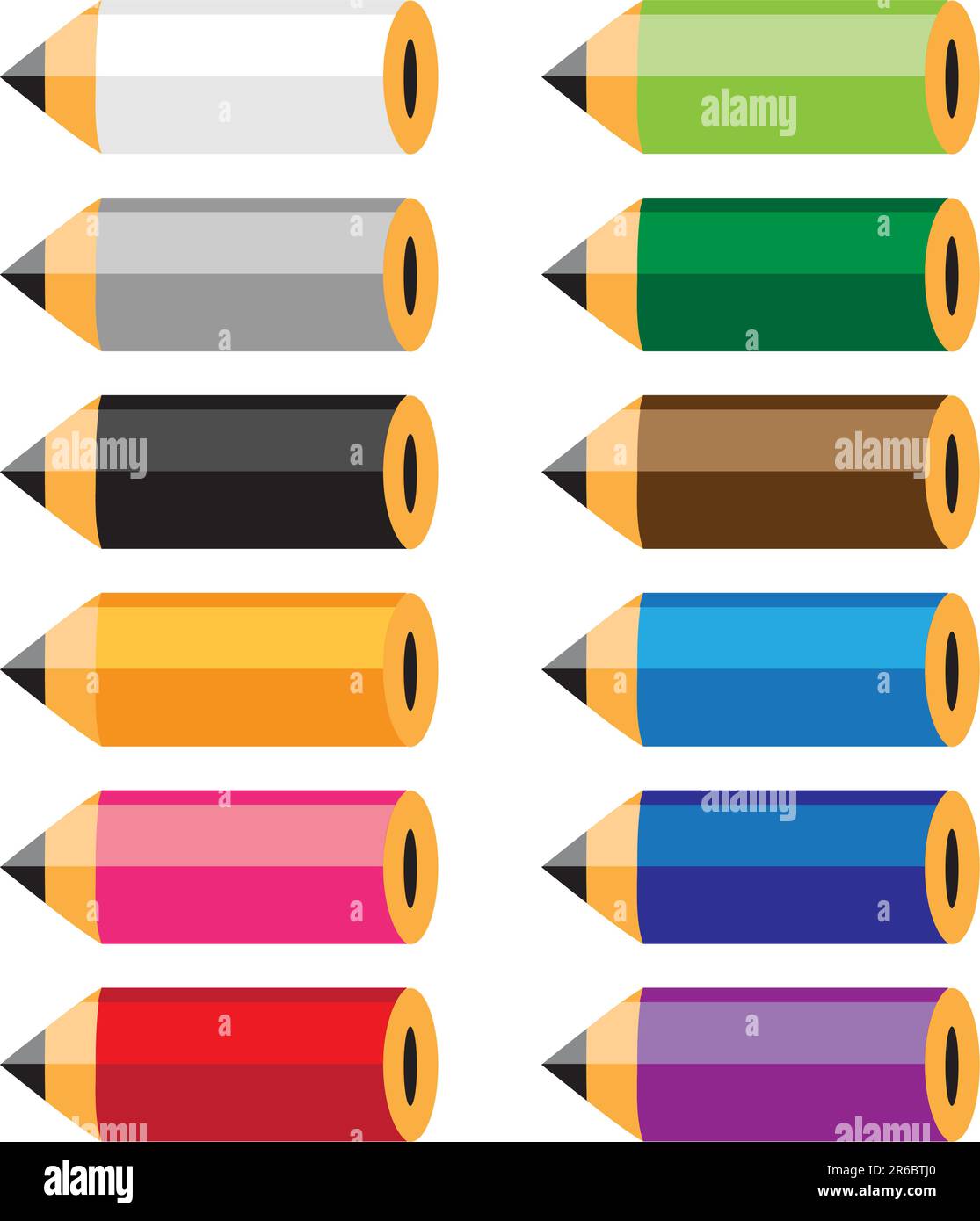 Set of colored pencils Stock Vector Images - Alamy