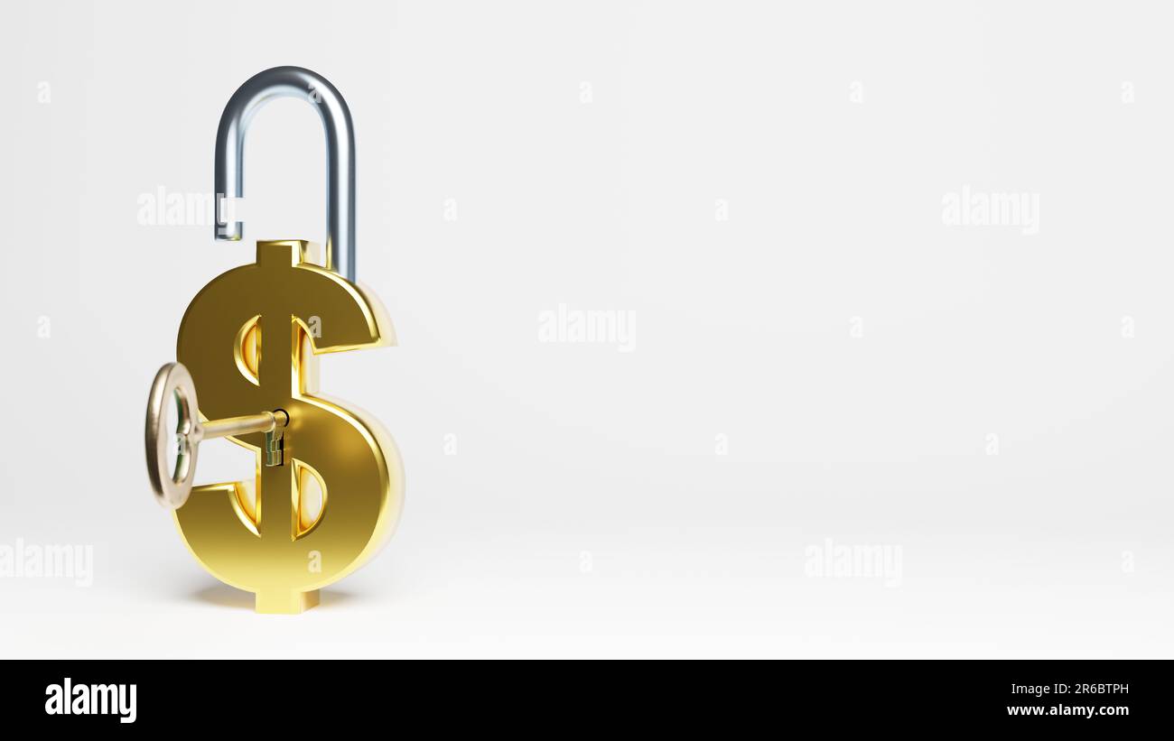 Dollar symbol with padlock key Stock Photo - Alamy