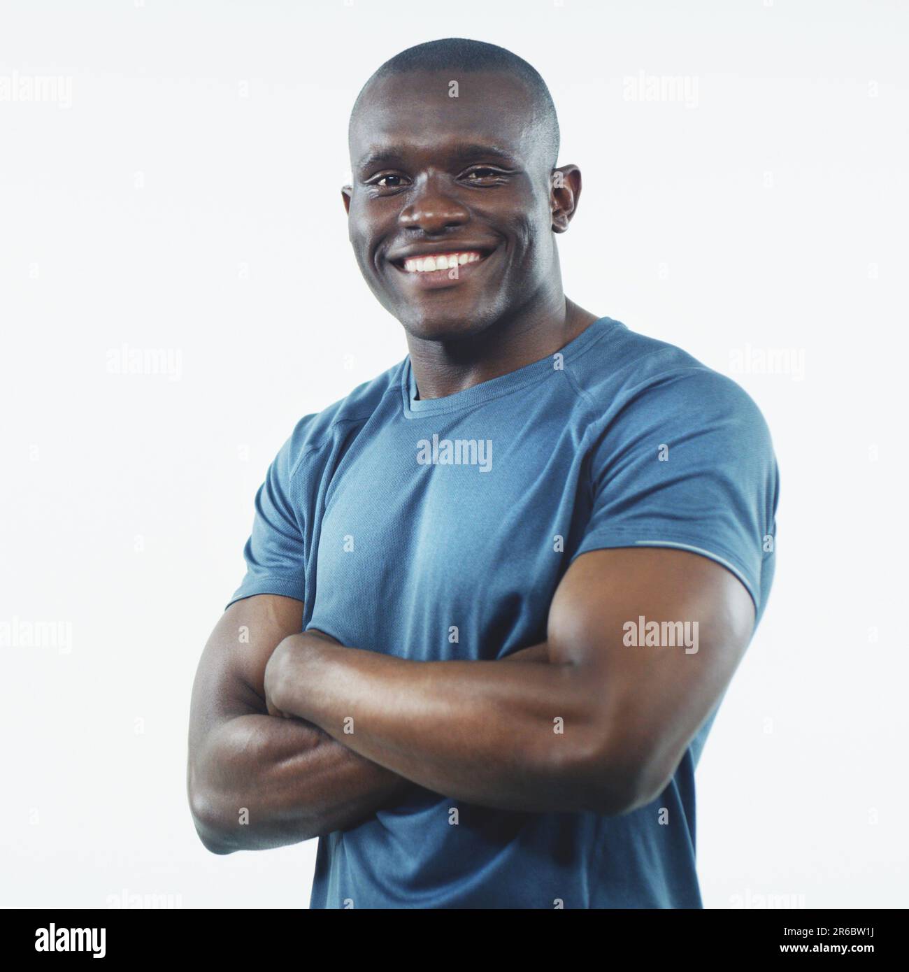Black man, smile and portrait with strong arms crossed and confidence ...