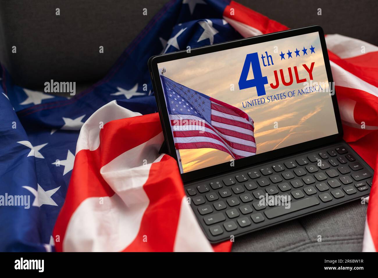 4th of July American Independence Day USA flags decorations with ...