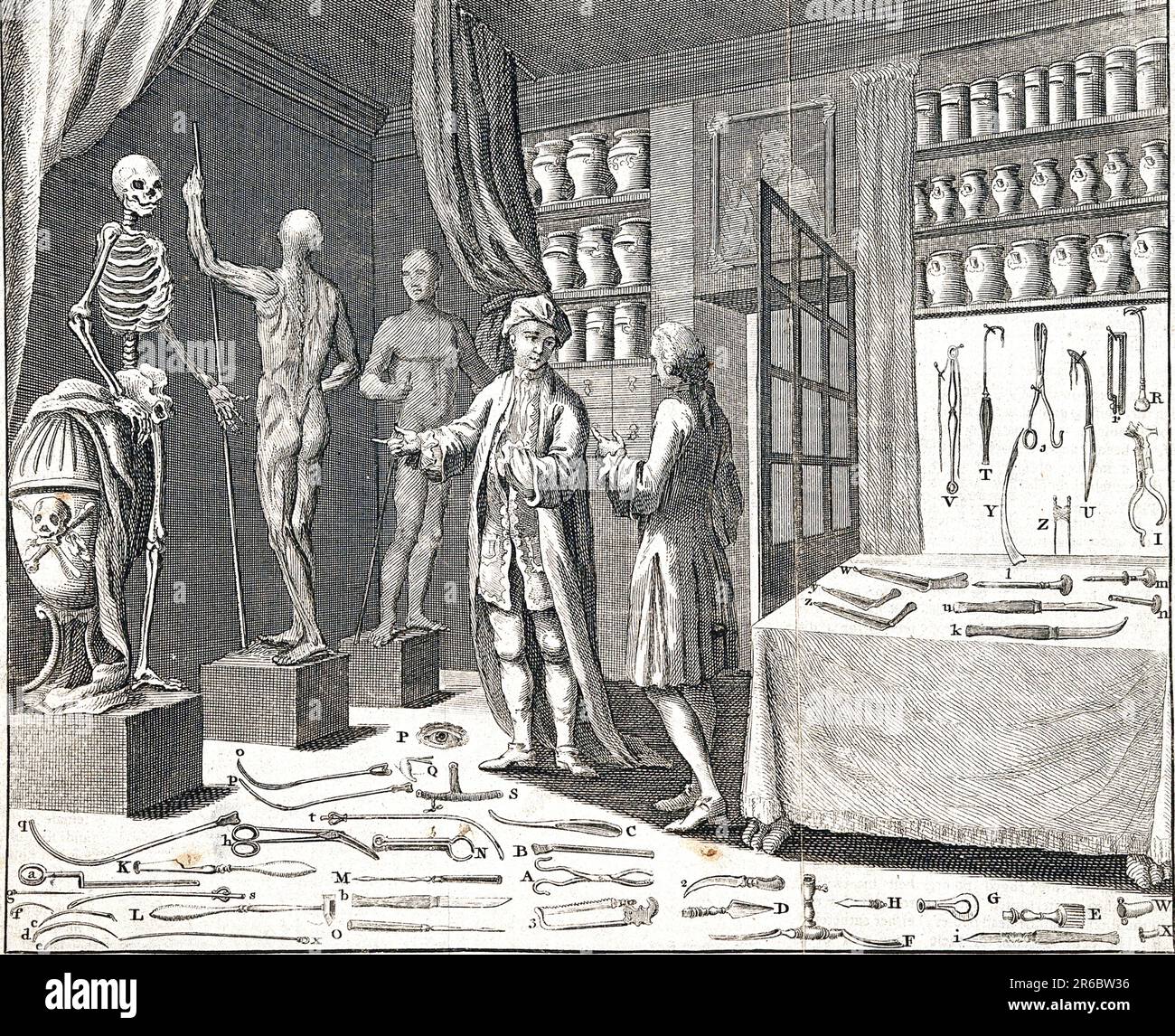 Medicine, Anatomy, Surgery, A surgeon shows a gentleman his practice ...