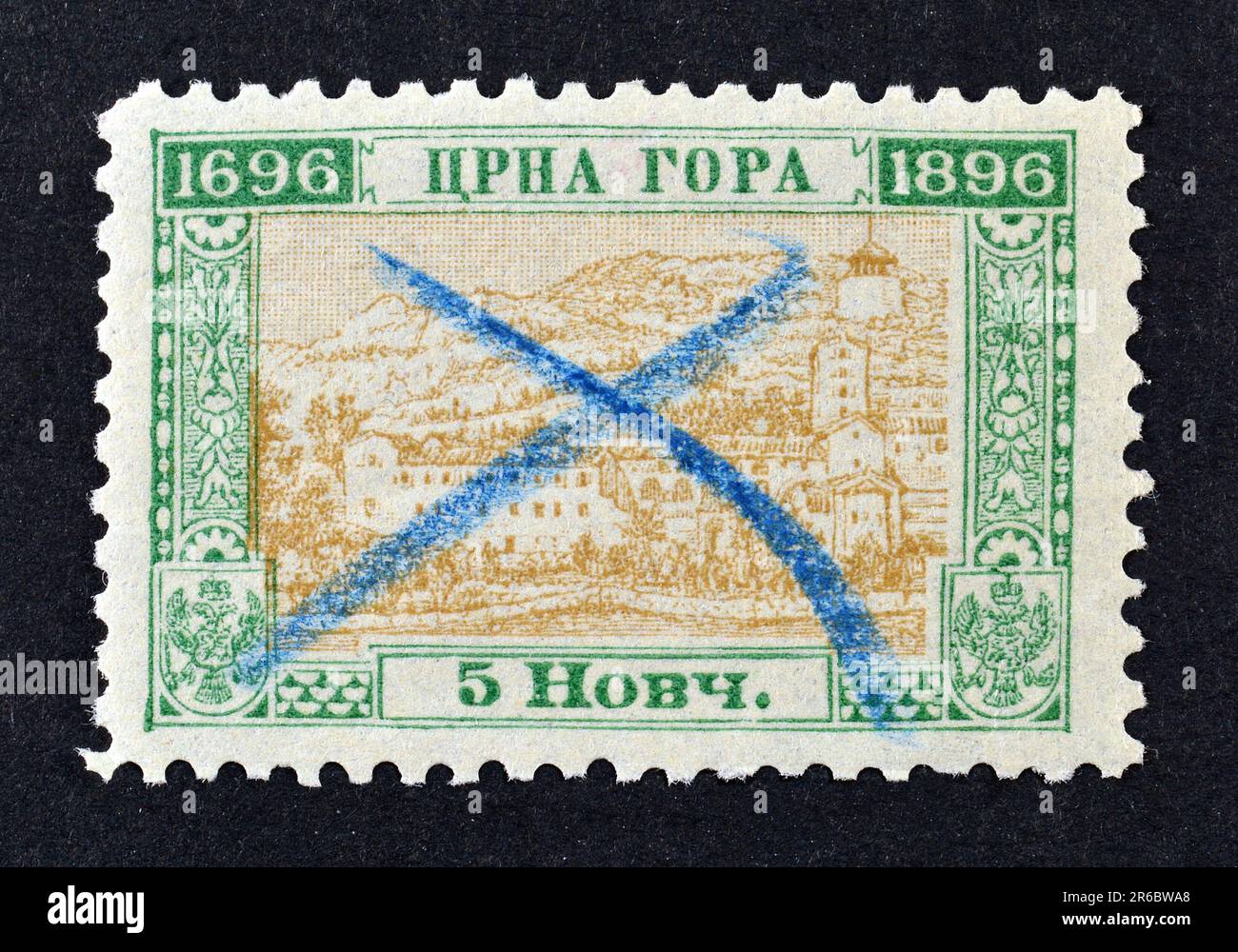 Cancelled postage stamp printed by Montenegro, that shows Royal ...
