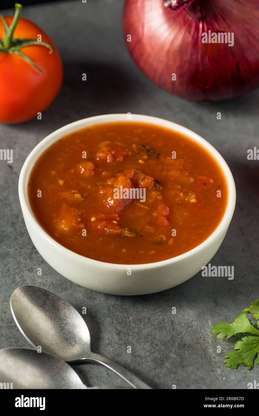 Homemade Red Tomato Mexican Salsa with Cilantro Stock Photo - Alamy