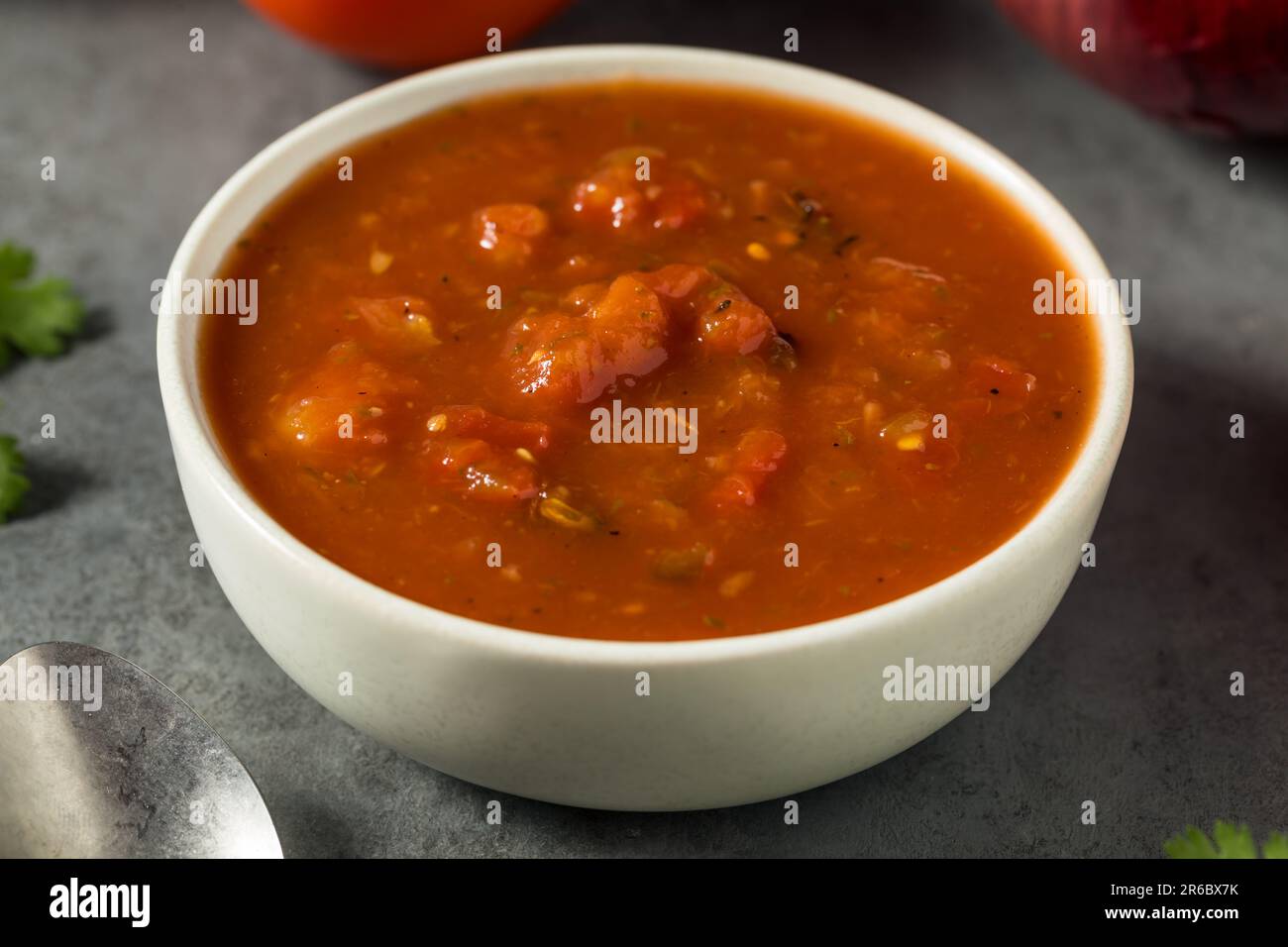 Homemade Red Tomato Mexican Salsa with Cilantro Stock Photo - Alamy