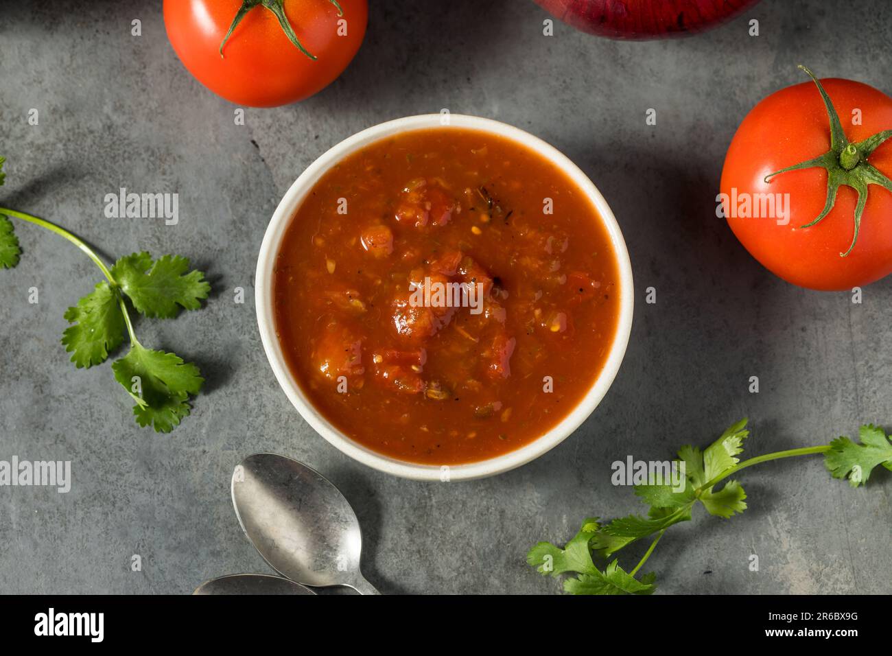 Homemade Red Tomato Mexican Salsa with Cilantro Stock Photo - Alamy