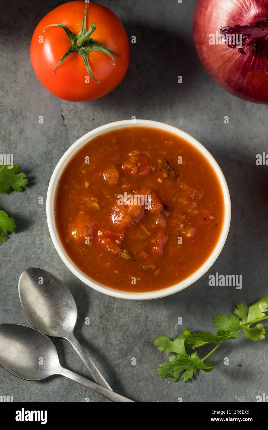 Homemade Red Tomato Mexican Salsa with Cilantro Stock Photo - Alamy
