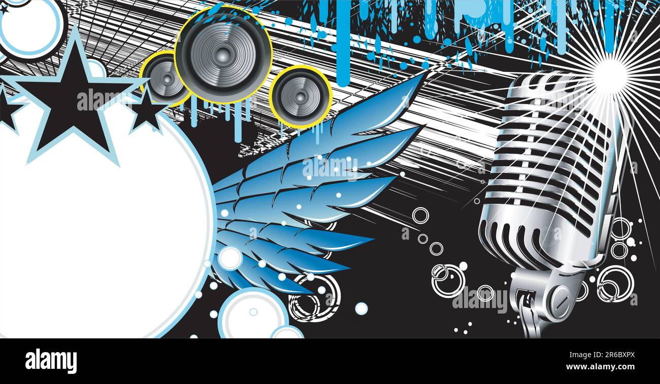Vintage microphone and music frame background Stock Vector Image & Art ...